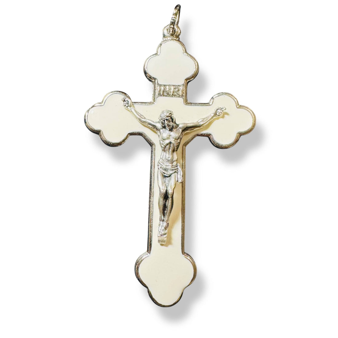 3" White Bbudded Pectoral Cross - Crucifix - First Communion -Blessed ...