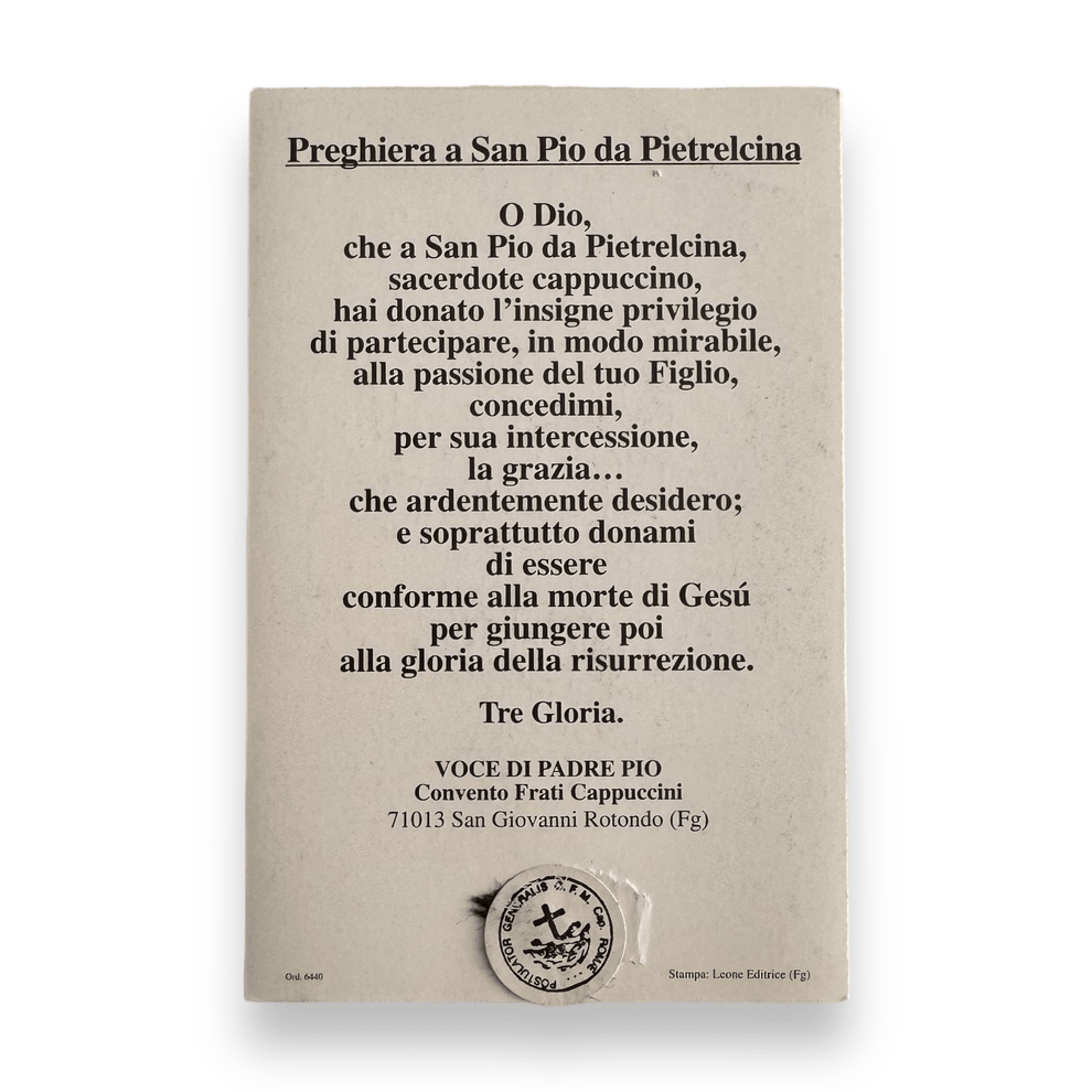 Padre Pio Holy Card - St. Pio vintage Prayer Card – Catholically