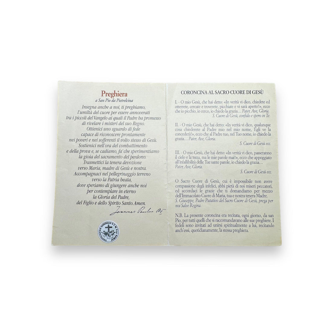 Padre Pio Holy Card - St. Pio vintage Prayer Card – Catholically