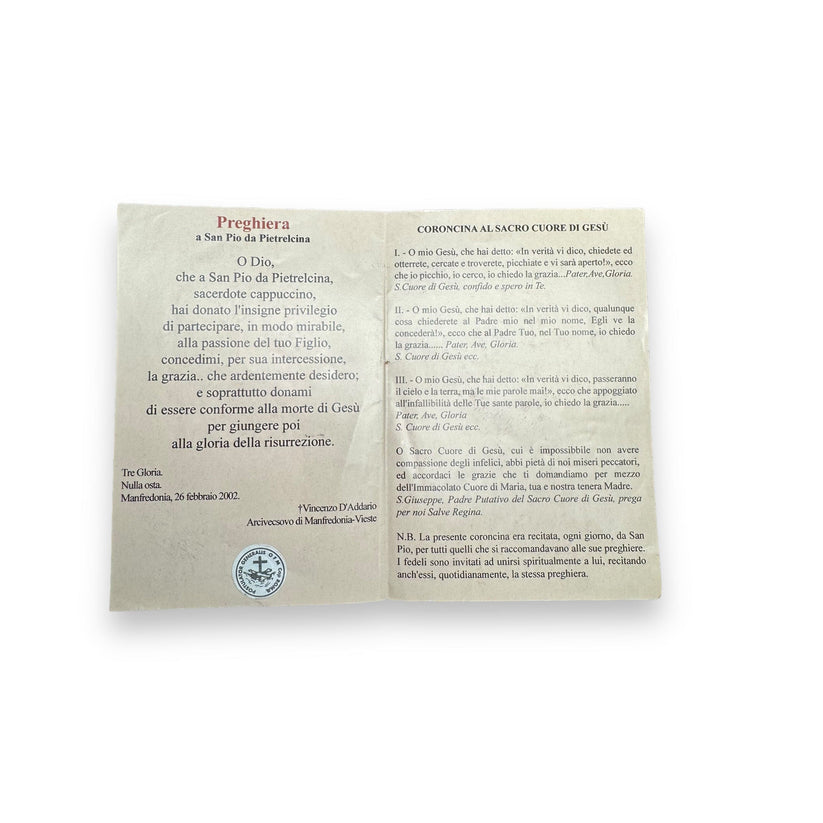 Padre Pio Holy Card - St. Pio vintage Prayer Card – Catholically