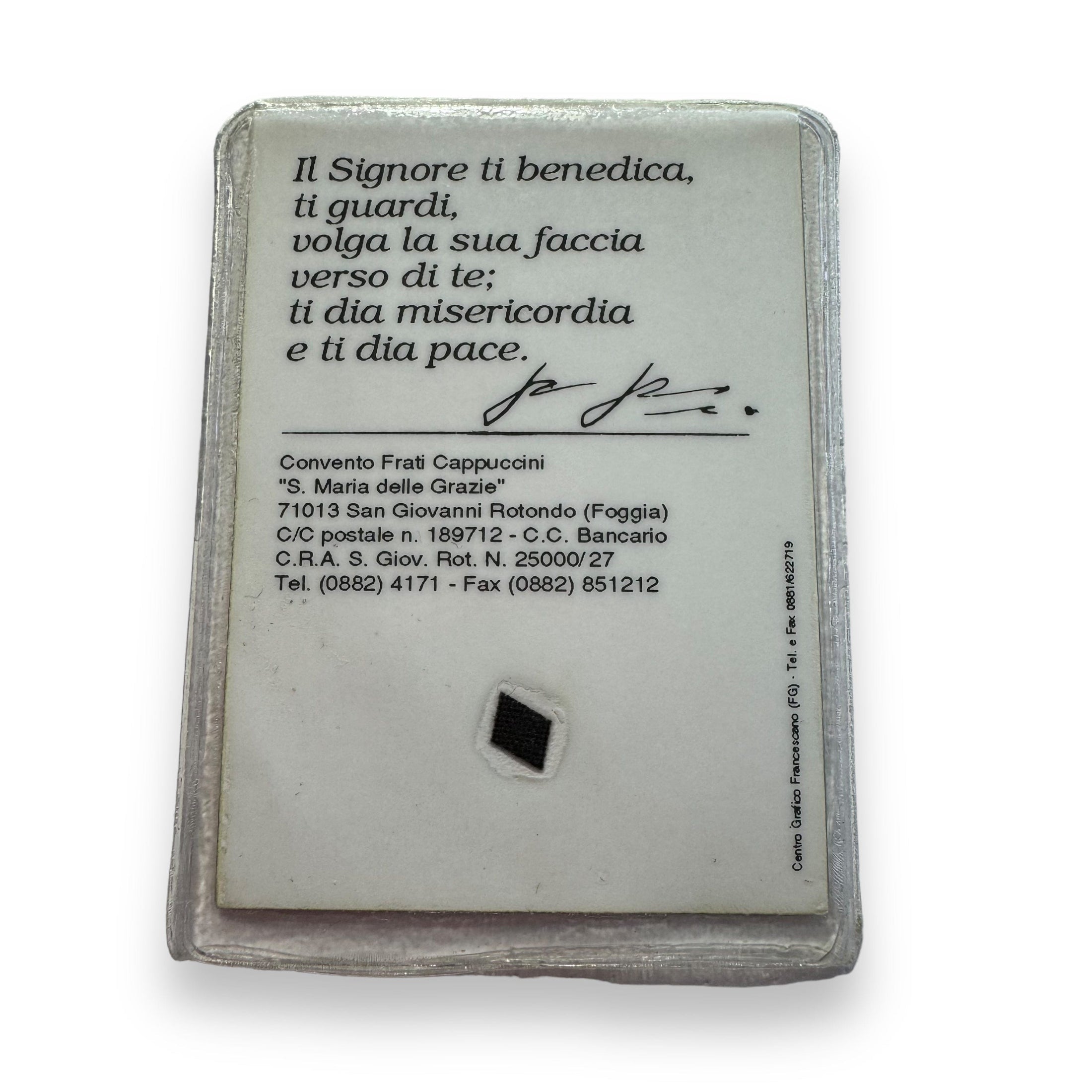 St.Padre Pio Holy Card w/ 2nd Class Relic | Saint Pio Ex-Indumentis ...