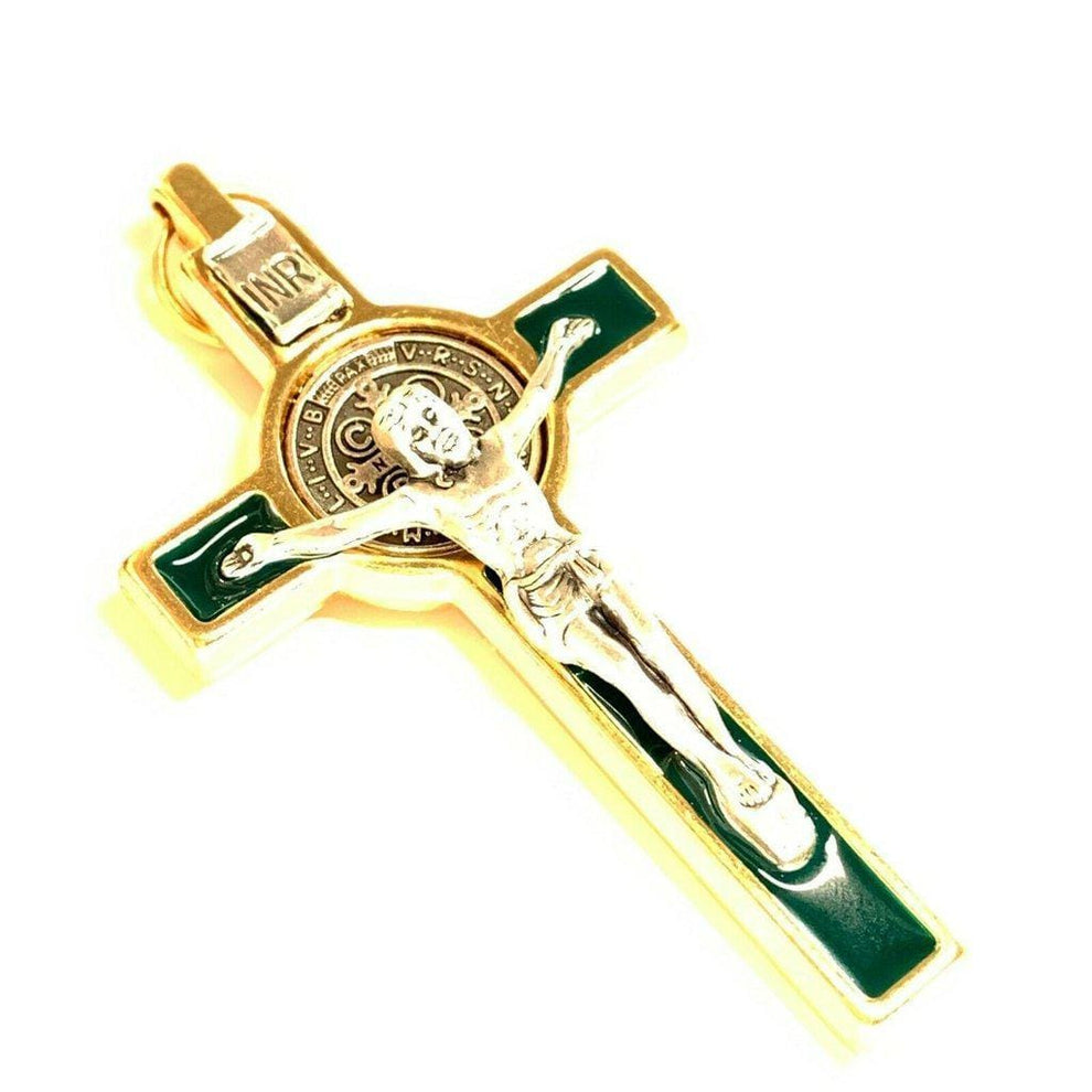 3" Green St. Benedict Crucifix Exorcism|Blessed by Pope|Catholic Gift ...