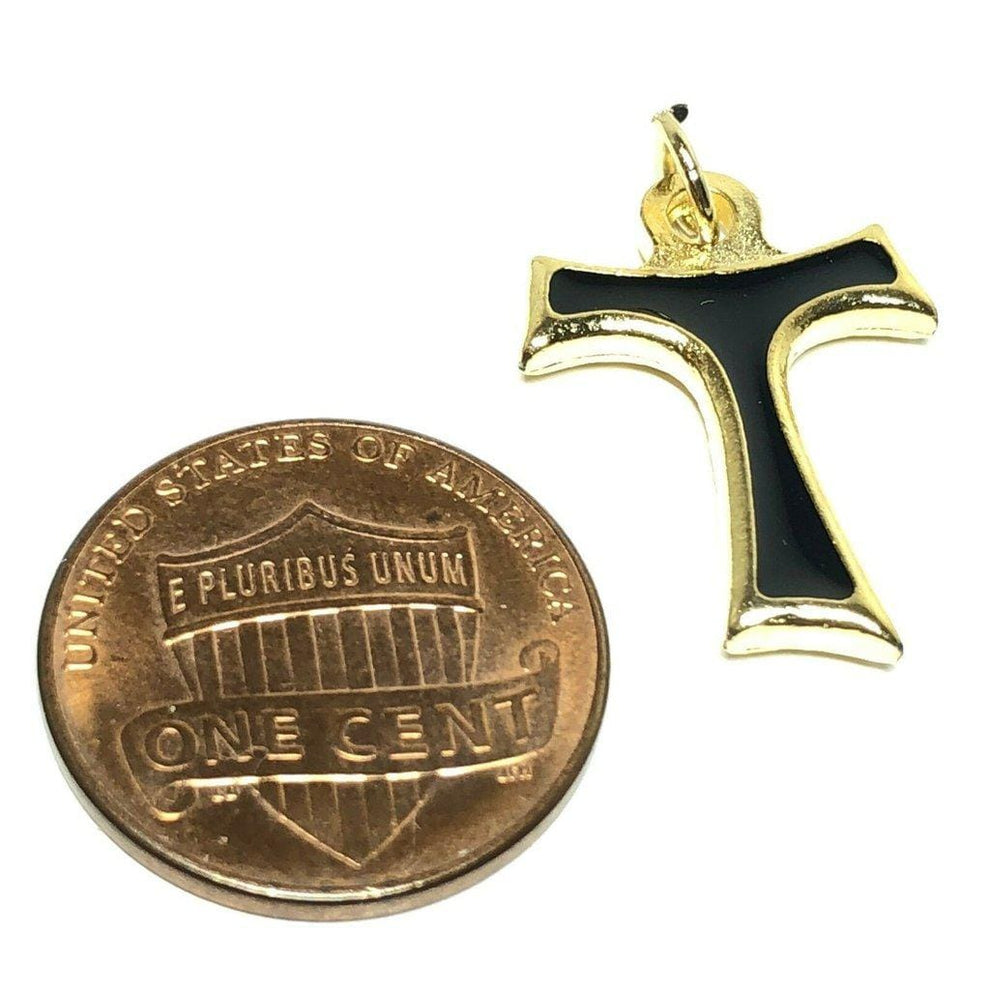 Black Tau Cross - Medal - Pax Et Bonum Franciscan Crucifix -Blessed ...