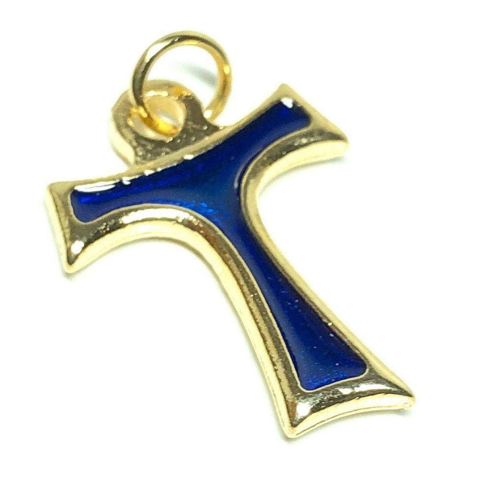 Blue Tau Cross Small Pax Et Bonum Franciscan Crucifix -Blessed ...