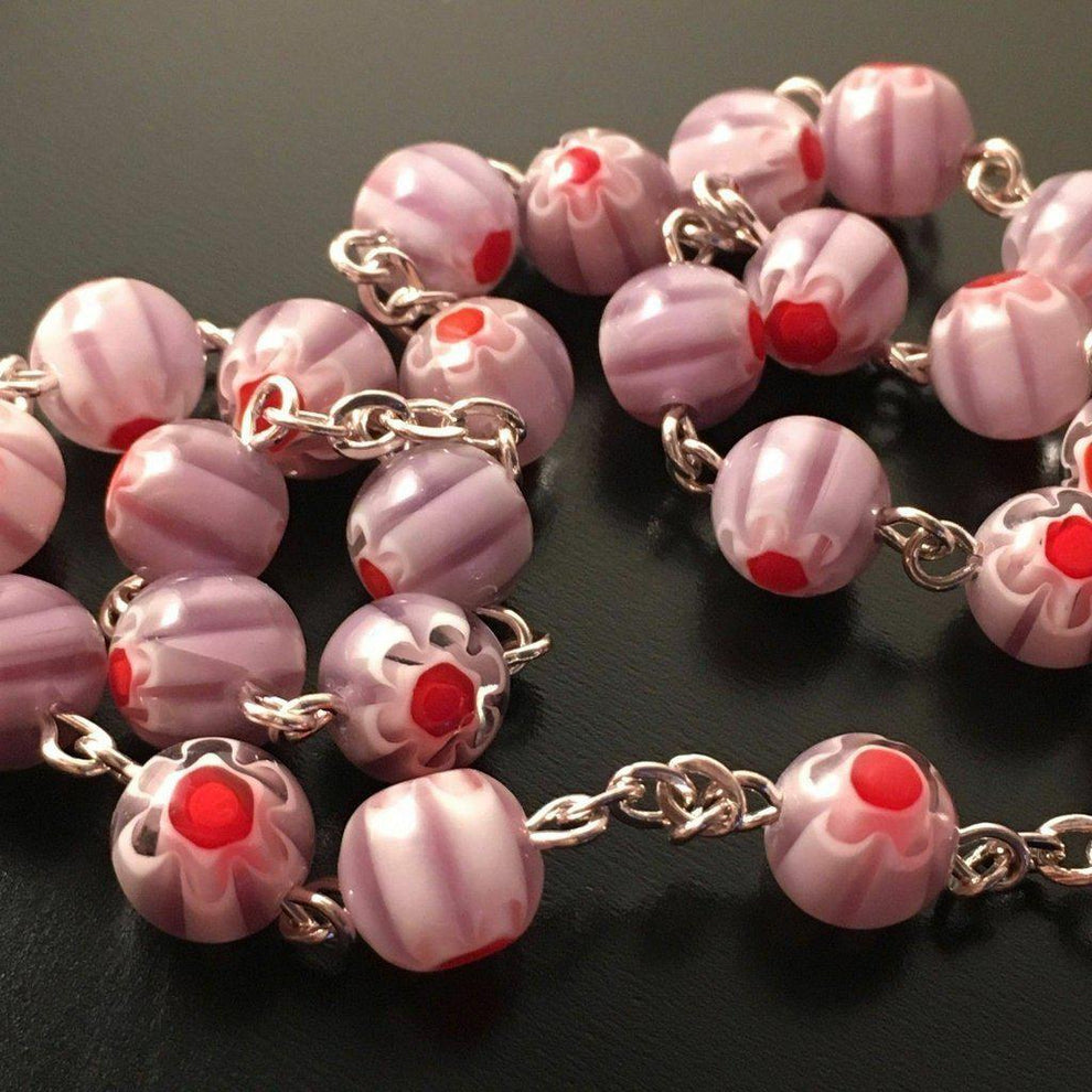 Holy Communion Colorful Purple Rosary - Prayer Beads -Blessed ...