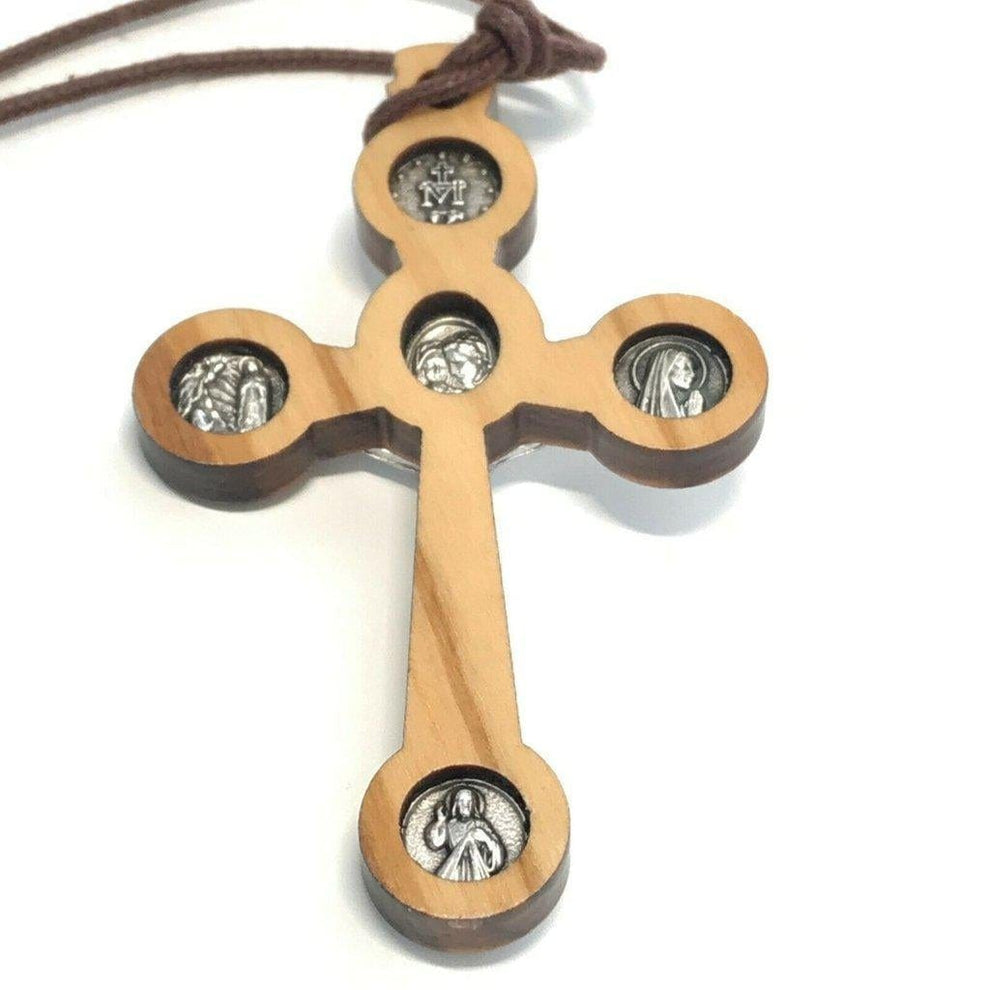 Our Lady Virgin Mary Pectoral Catholic Wooden Cross Crucifix -Blessed ...