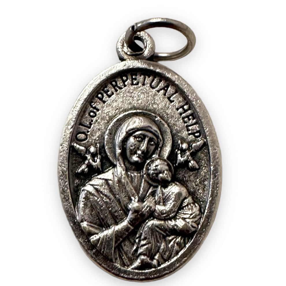 St. Gerard & Our Lady Of Perpetual Help Silver Oxidized Medal Pendant ...
