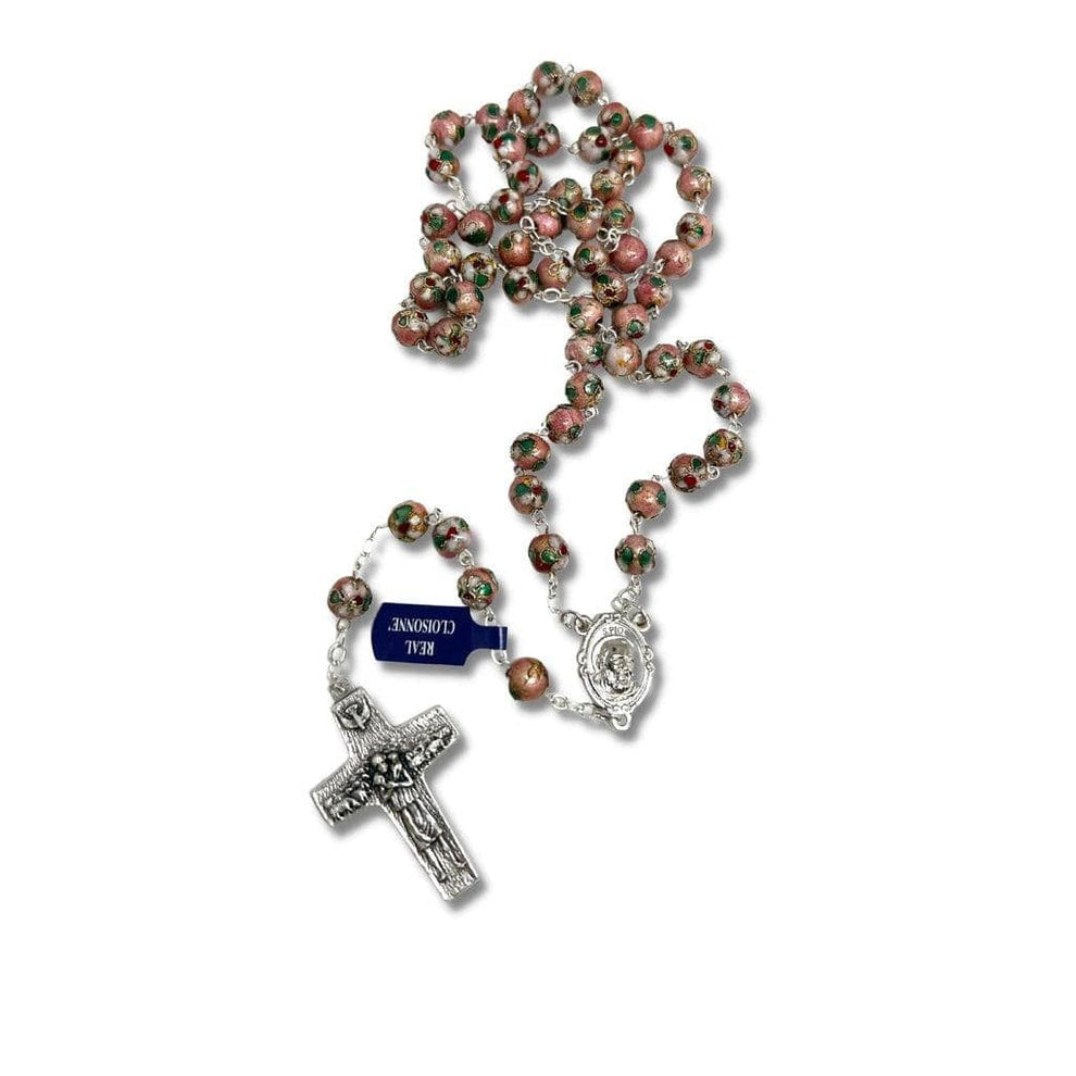 St. Padre Pio Pink Rosary Blessed By Pope with Relic - St. Pio ...